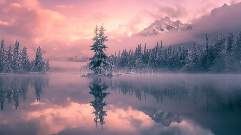 Ethereal Lake Blue Sky Reflected in a Smooth. Generative Ai Stock ...