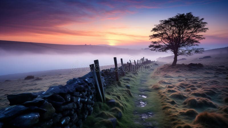 Ethereal Landscape: Abandoned Stone Path in the British Moors Stock ...