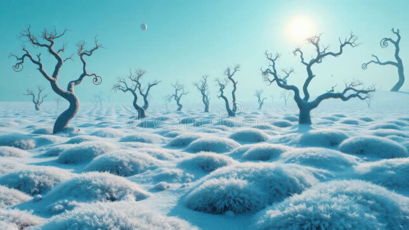 Ethereal Landscape of Looped Tree Forms Stock Illustration ...