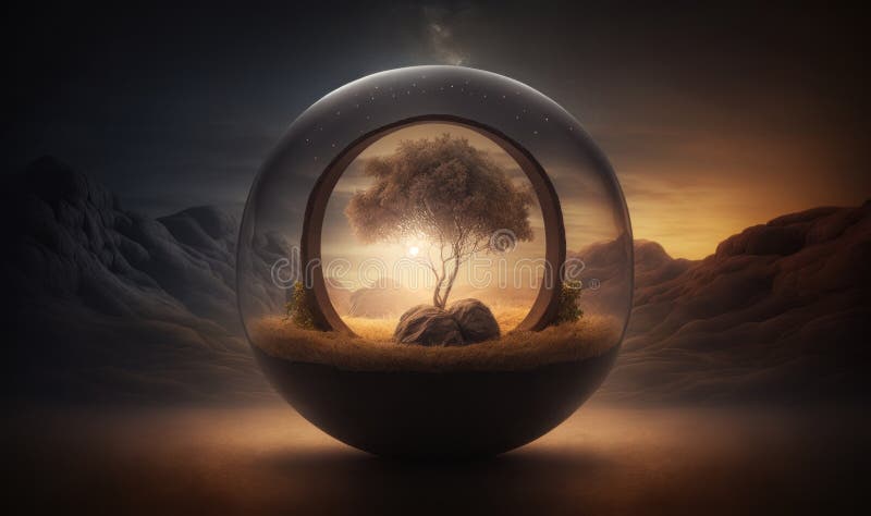 Ethereal Landscape with Soft Light Sphere for Dreamy Designs. Stock ...