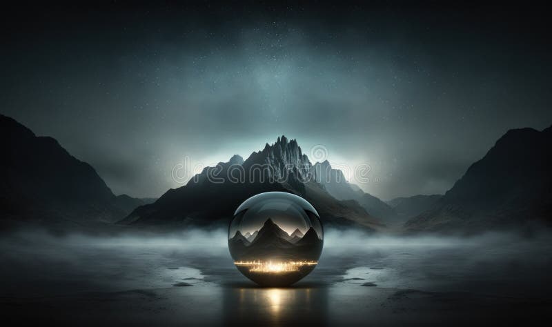 Ethereal Landscape with Soft Light Sphere for Dreamy Designs. Stock ...
