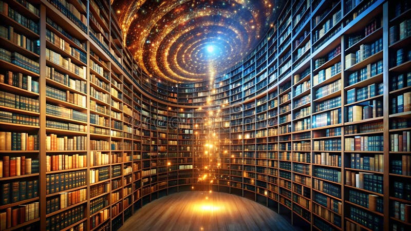 An Ethereal Library Constructed from Swirling Binary Code, Symbolizing ...