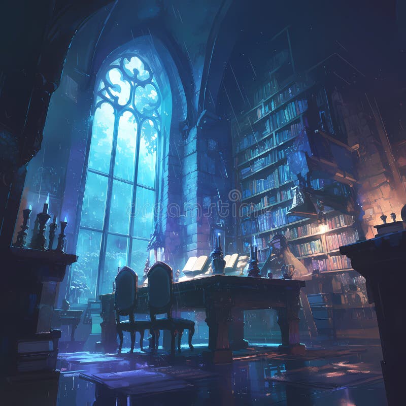 Ethereal Library Sanctuary stock illustration. Illustration of mystic ...