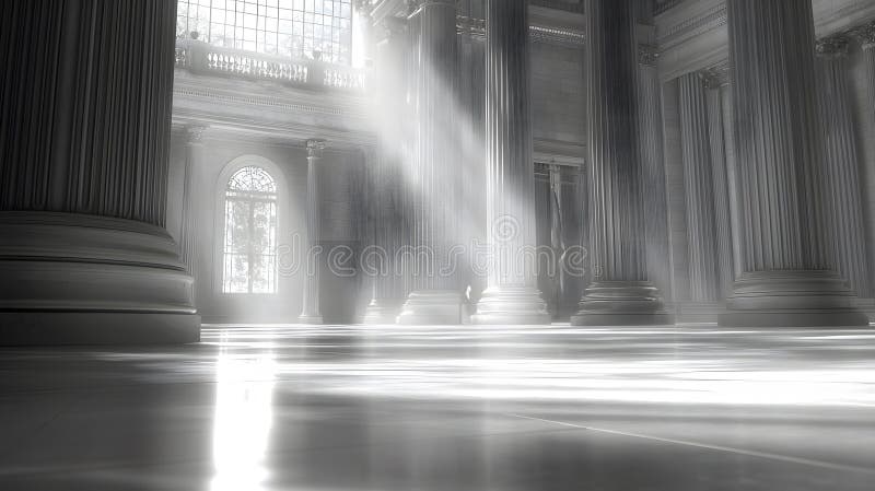 Ethereal Light Beams in a Grand, Classical Interior Stock Image - Image ...