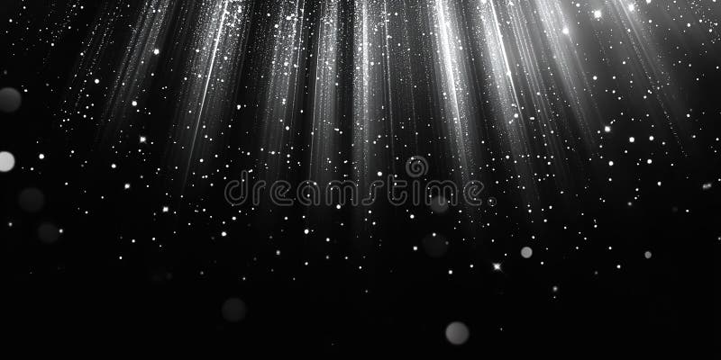 Ethereal Light Beams Shining through Dark Space with Sparkling ...