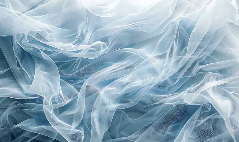 Ethereal Light Blue Sheer Fabric Draped in Soft Waves Creating a Dreamy ...