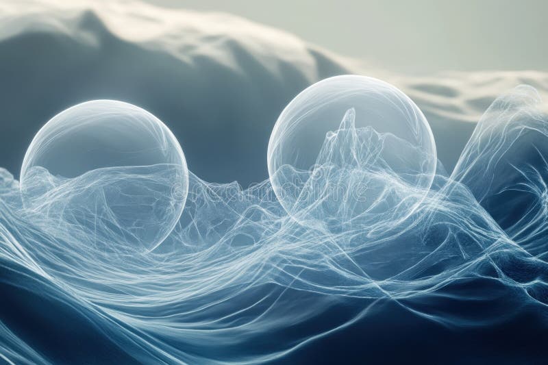 Ethereal Light Orbs Blend with Flowing Textures in a Serene Abstract ...