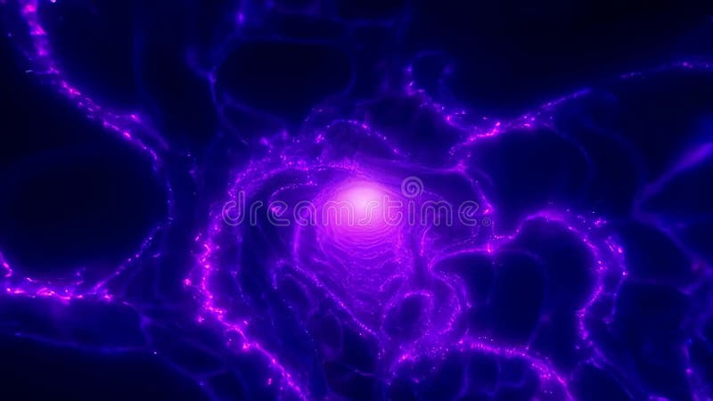 Glowing Light Streaks Flowing through Dark Abstract Space Slow Motion ...