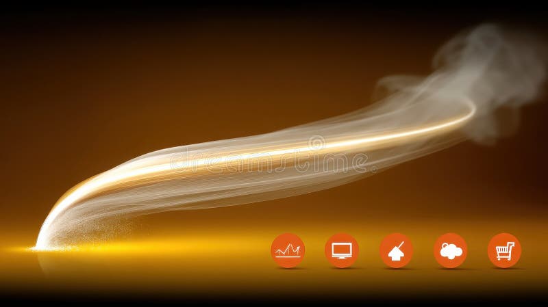 Ethereal Light Trail with Smooth Flow and Iconic Symbols on Dark ...