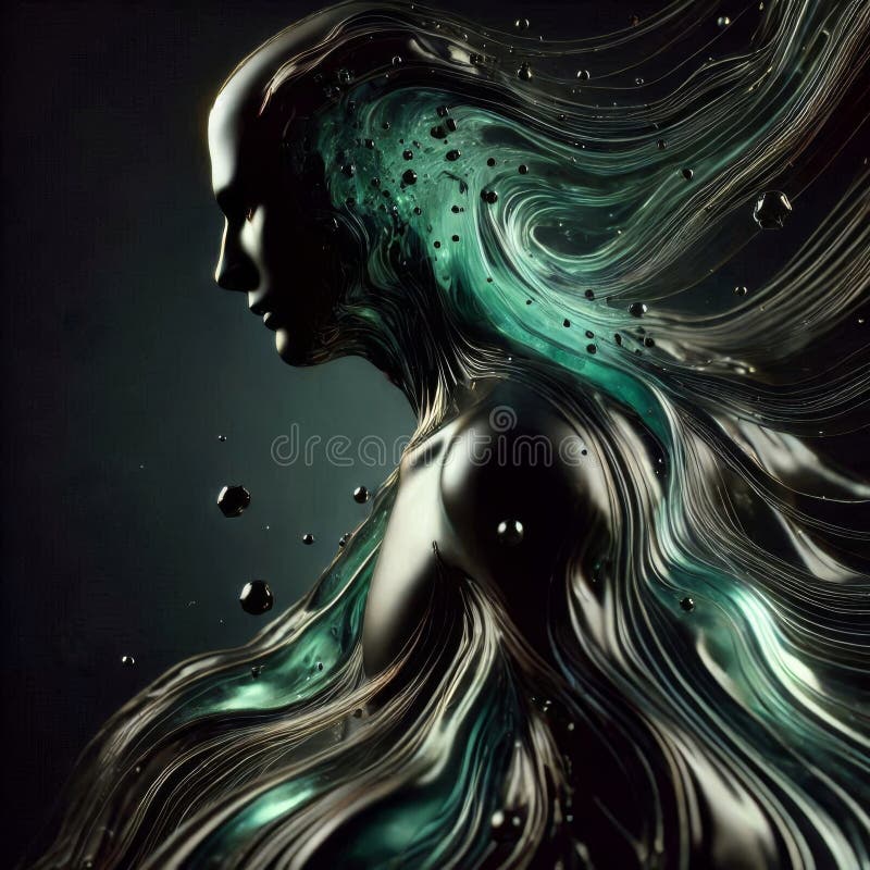 Ethereal Liquid Head Form stock illustration. Illustration of liquid ...