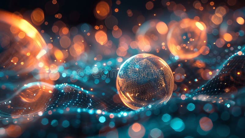 Ethereal Luminous Spheres in Dynamic Fluid Motion Creating an Abstract ...