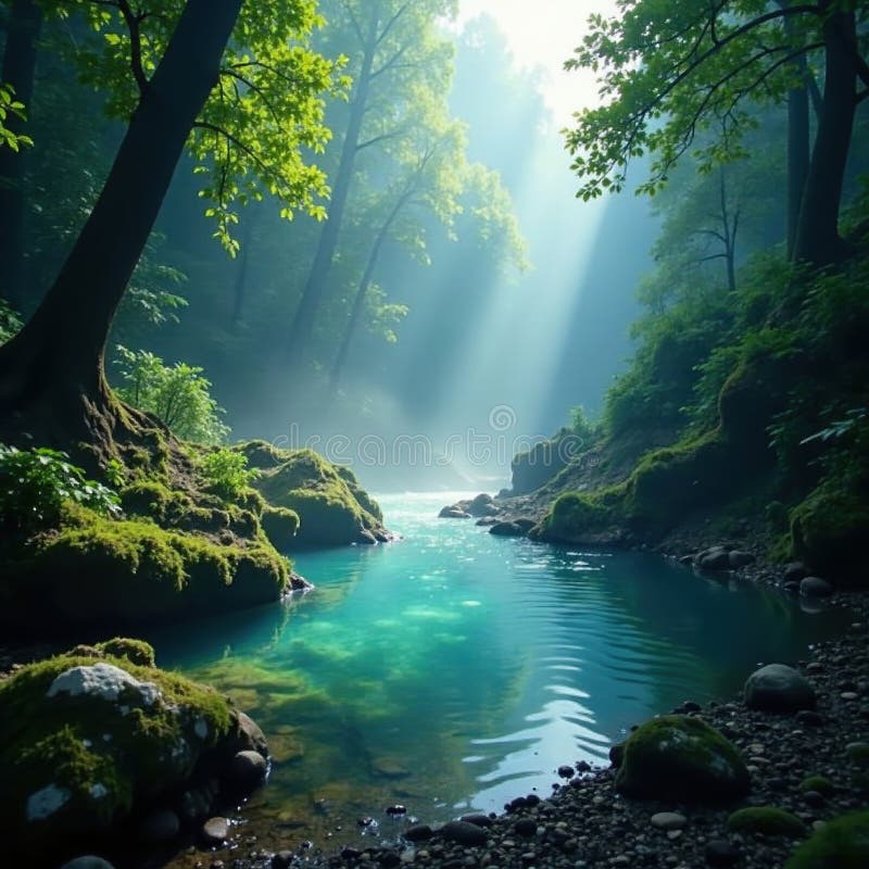 Ethereal Mist Shrouds Bubbling Hot Spring in Lush Forest , Water, Cloud ...