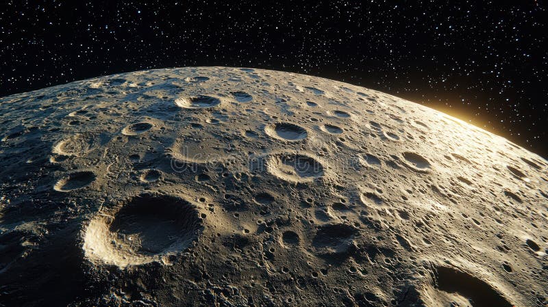 Ethereal Moon Surface Aerial View Stock Illustration - Illustration of ...