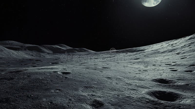 Ethereal Moon Surface Aerial View Stock Illustration - Illustration of ...