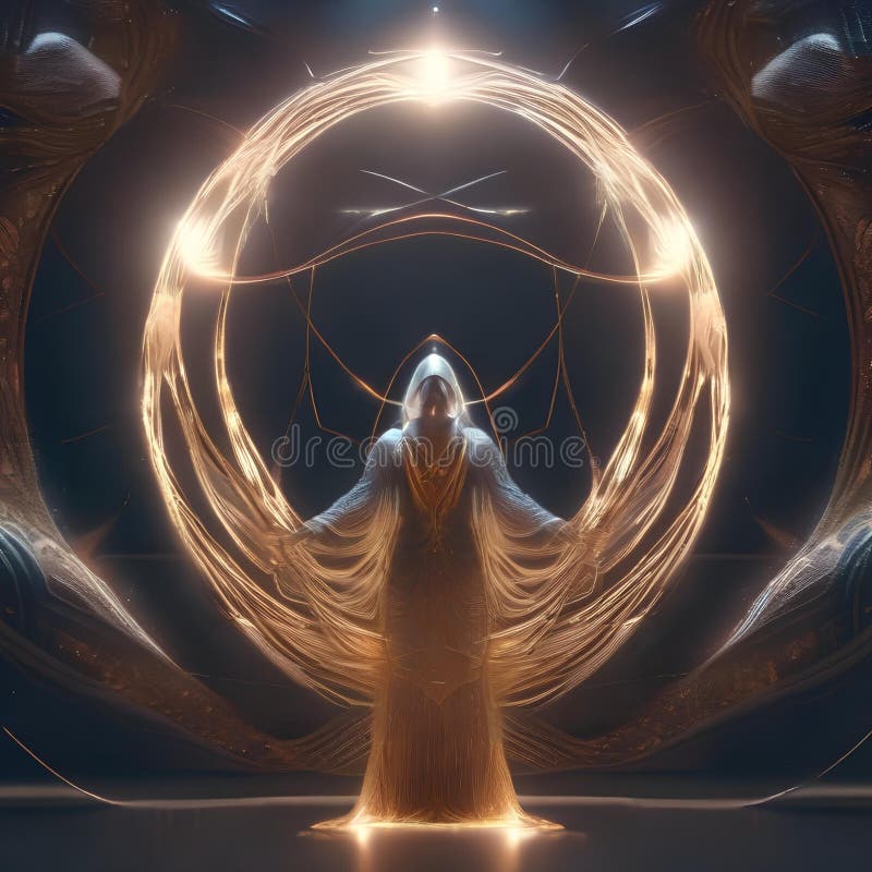 An Ethereal, Multi-armed Being Weaving the Threads of Fate with Cosmic ...