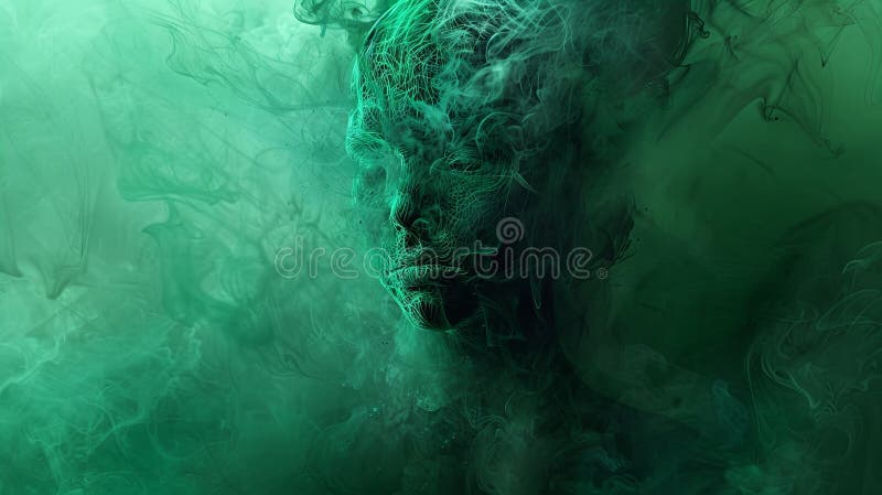An Ethereal and Mysterious Image of a Human Face Emerging from Swirling ...