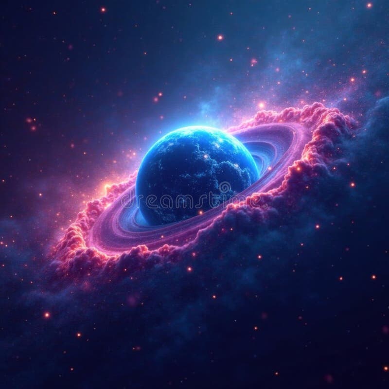 Ethereal Nebula with Glowing Blue Planet in the Center, Ethereal, Space ...