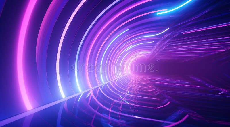Ethereal Neon Tunnels in the Dark Neon Tunnel and Blue Stock Image ...