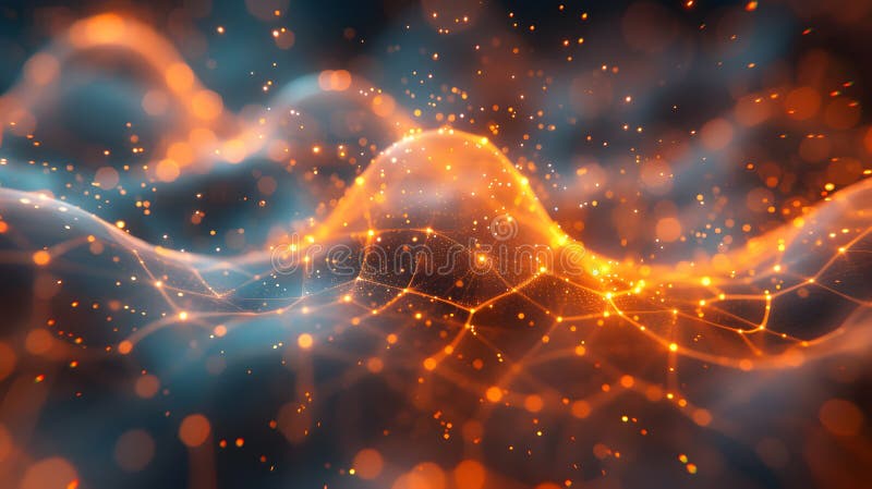 Glowing Network Connections - Digital Space Abstract Art Stock ...