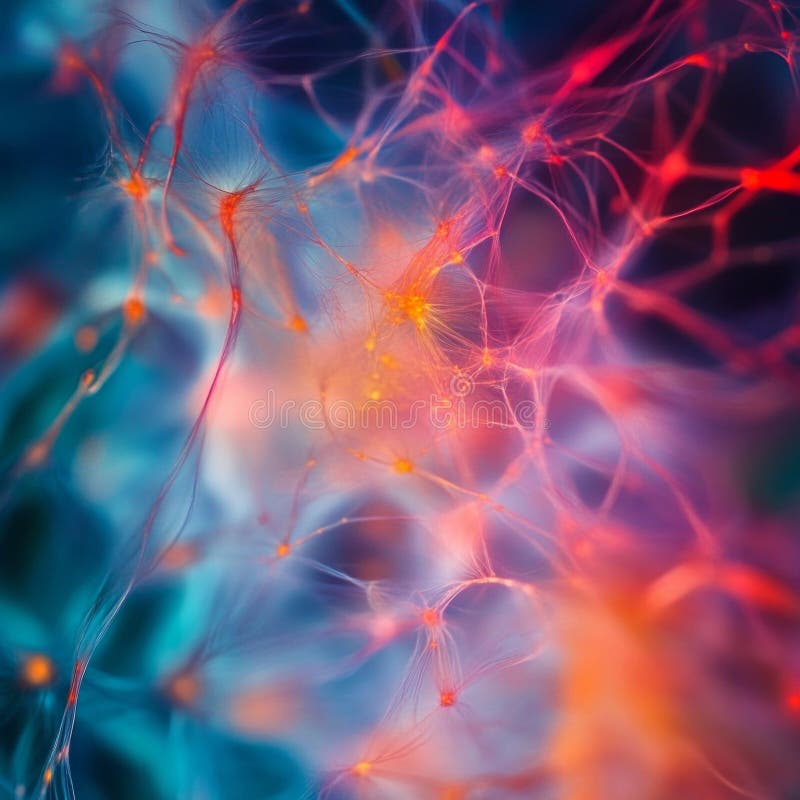 Ethereal Neural Network Patterns in Vivid Red and Blue Colors Stock ...