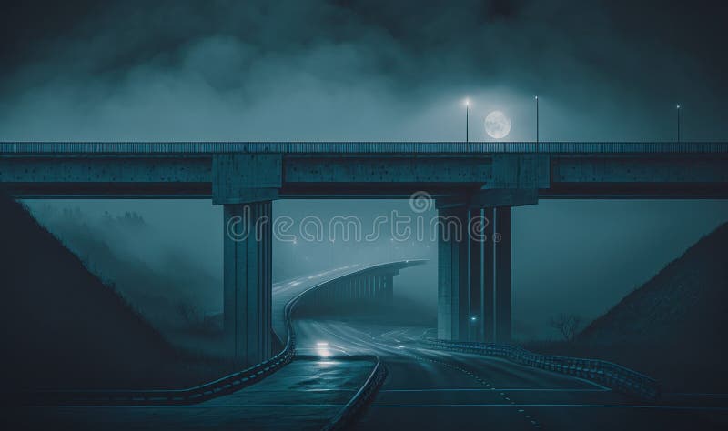 Ethereal Night Overpass Background for Professional Use. Stock ...