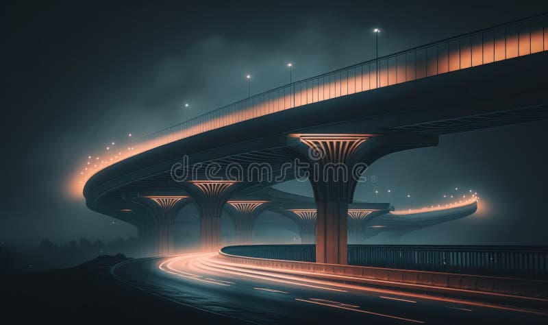 Ethereal Night Overpass Background for Professional Use. Stock ...