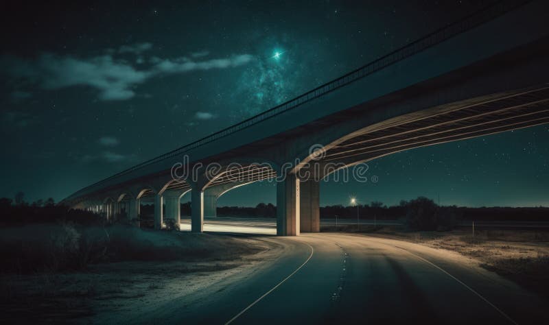 Ethereal Night Overpass Background for Professional Use. Stock ...