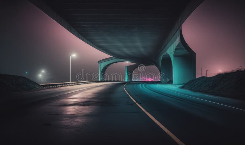 Ethereal Night Overpass Background for Professional Use. Stock ...