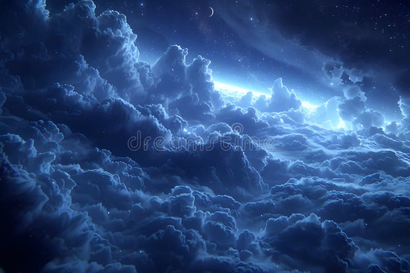 Dreamy Night Sky with Clouds and Crescent Moon Mystical, Magical ...