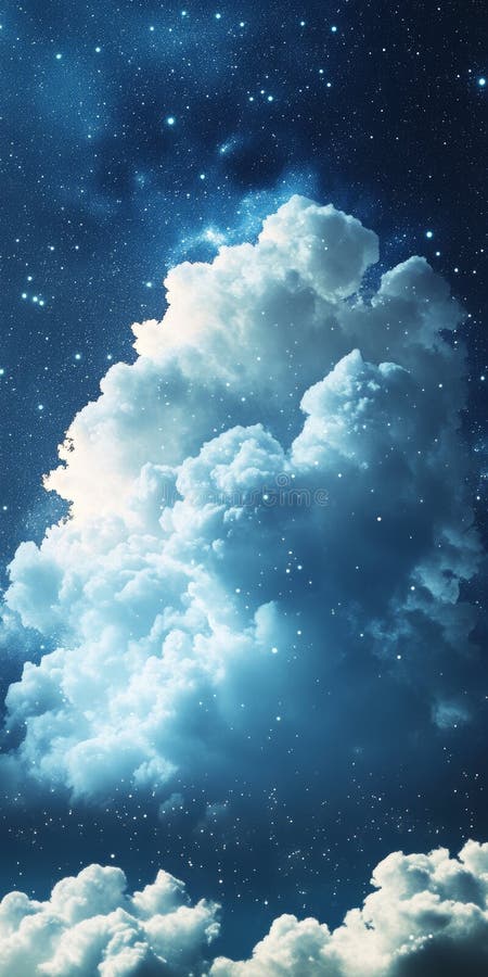 Ethereal Night Sky with Glowing Clouds and Captivating Cosmic Starry Landscape Stock ...