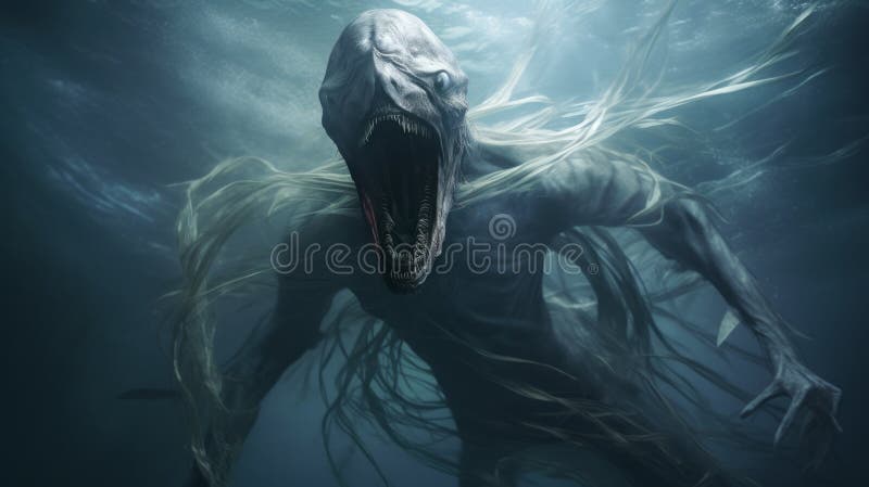 Ethereal Nightmare: a Dark and Enigmatic Underwater Creature Stock ...