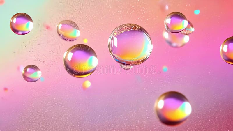 Ethereal Pastel Bubbles with Glitter Sparkles Floating on Soft Pink ...