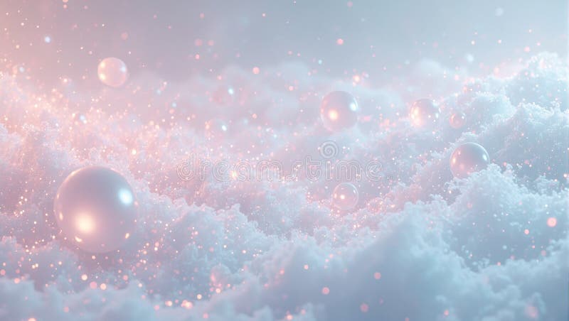 Ethereal Pink and Cyan Orbs in Mist of Sparkling Particles Stock ...