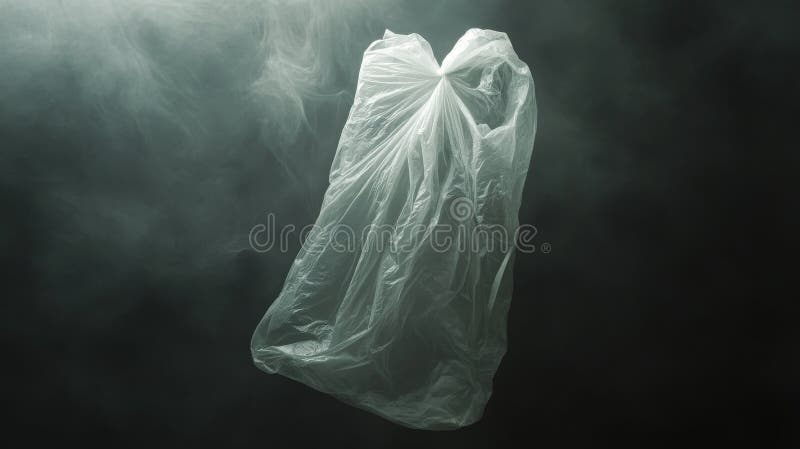 Ethereal Plastic Bag Floating in Dark Misty Atmosphere Stock ...