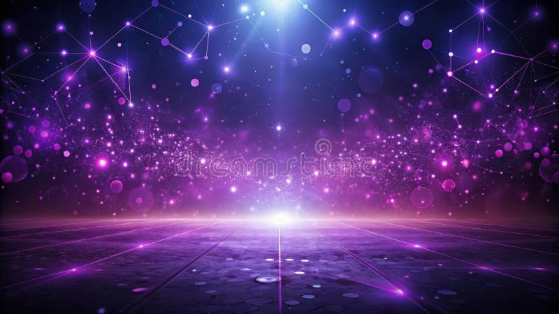 Ethereal Purple and Blue Illuminated Network Landscape with Glowing ...