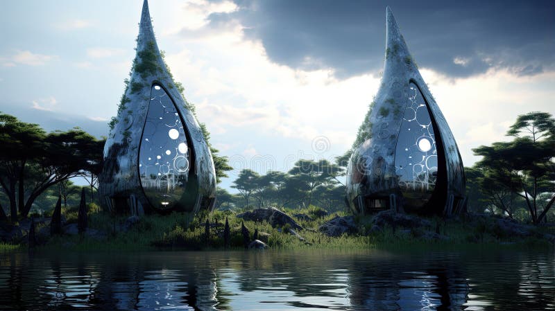 Ethereal Raindrop Haven stock illustration. Illustration of fluid ...