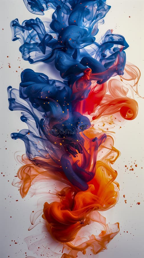 Ethereal Red and Blue Smoke-Like Forms Intertwining in a Vertical Dance ...