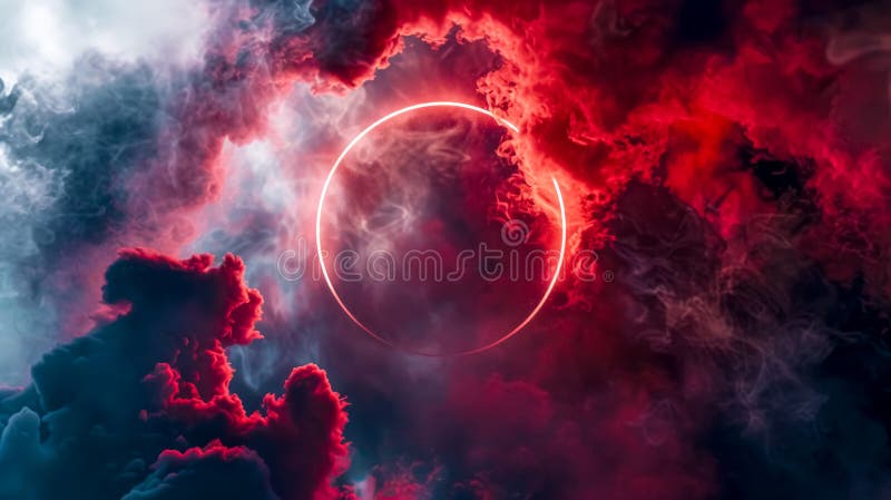 Ethereal Red Eclipse in Mystical Nebula Clouds Stock Image - Image of ...