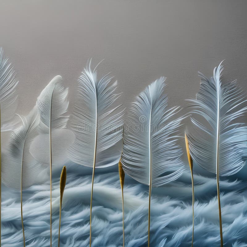 An Ethereal Scene of Floating Feathers Against a Backdrop of Soft ...