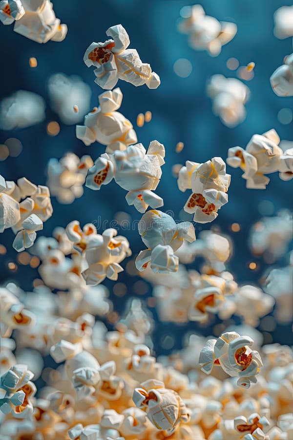 Ethereal Scene of Popcorn Kernels Floating Mid-air. Stock Illustration ...