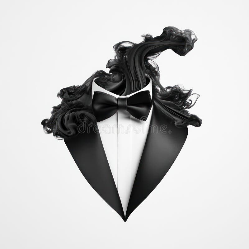 Ethereal Smoke Tuxedo on White Stock Illustration - Illustration of ...