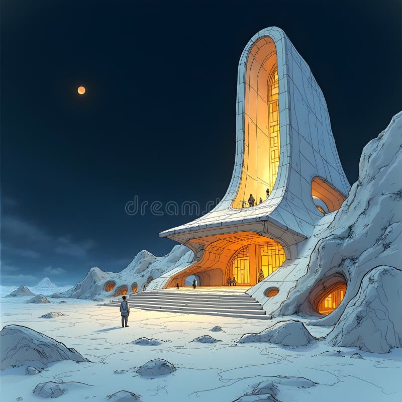 Ethereal Space Architecture a Captivating Sketch in Ambient Light Stock ...