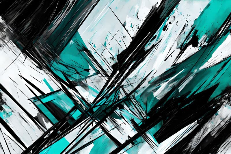 Ethereal Symphony: Cyan, Black, and White Abstract Vector Art Stock ...