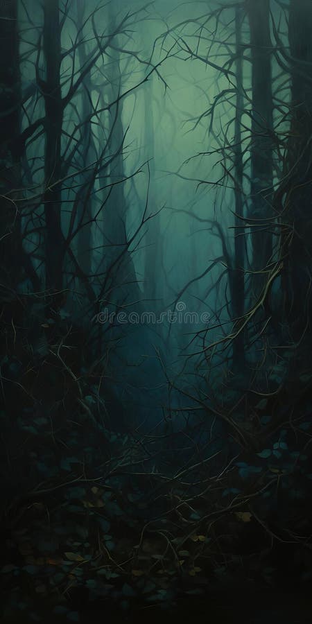 Ethereal Thicket Landscape with Twisted Tree Branches Unfolds Stock ...