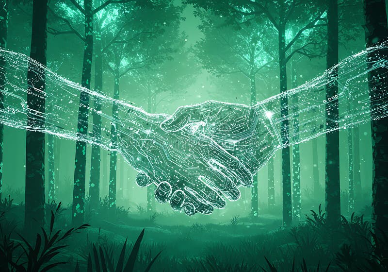Ethereal Touch in Glowing Forest of Light and Magic Stock Illustration ...