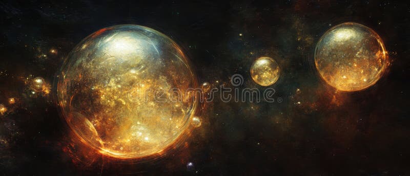 Ethereal Translucent Spheres Cosmic Light Dancing on a Deep Space ...