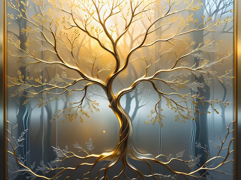 Ethereal Tree in Frosted Glass: a Minimalist Masterpiece Stock ...
