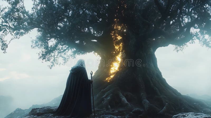 Ethereal Tree of Wisdom Accompanied by an Enigmatic and Mysterious ...