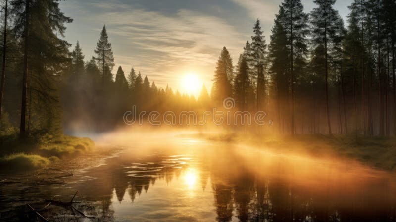 Ethereal Trees: Captivating Wilderness with Sparkling Water Reflections ...