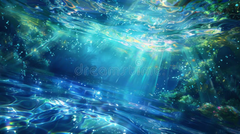 Ethereal Underwater Light Rays Illuminating Ocean Depths Stock Image ...
